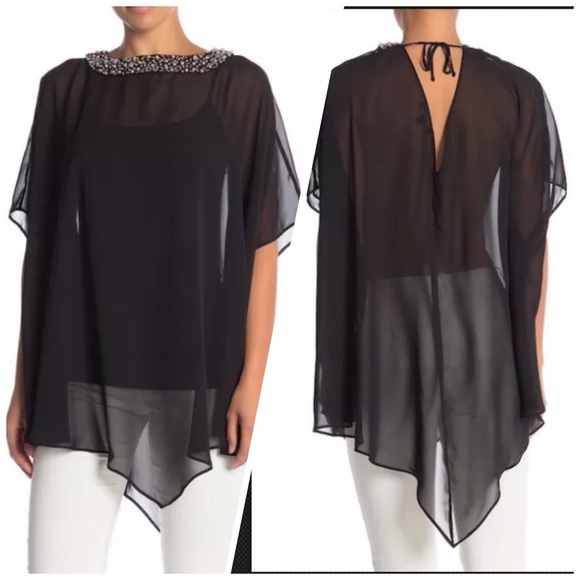 MARINA | Tops | Marina Embellished Sheer Poncho Boho | Poshmark